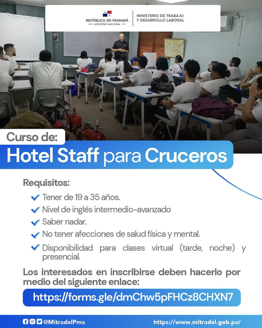 Mitradel habilita curso de hotel staff para cruceros