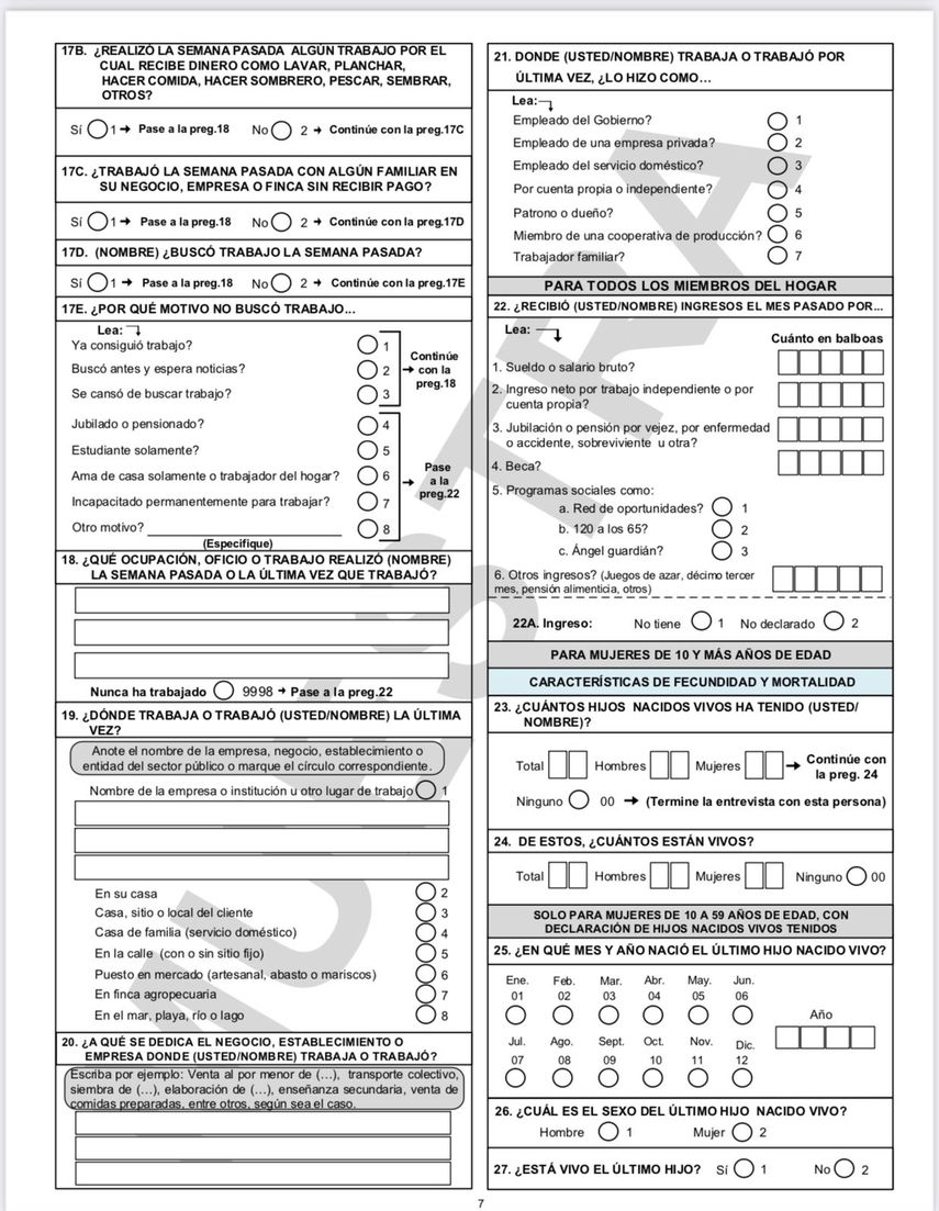 INEC publicó el cuestionario del Censo Nacional