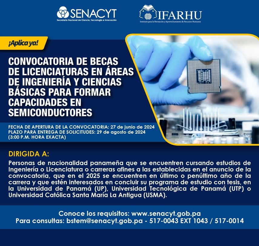 Senacyt lanza primera convocatoria de becas para formación en semiconductores