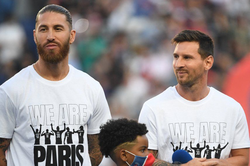Lionel Messi y Sergio Ramos presentados en estadio del PSG