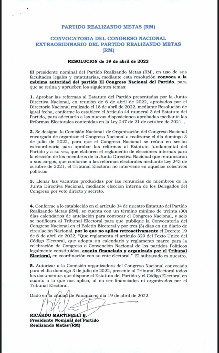 Realizando Metas: insiste en llamar a nuevas elecciones